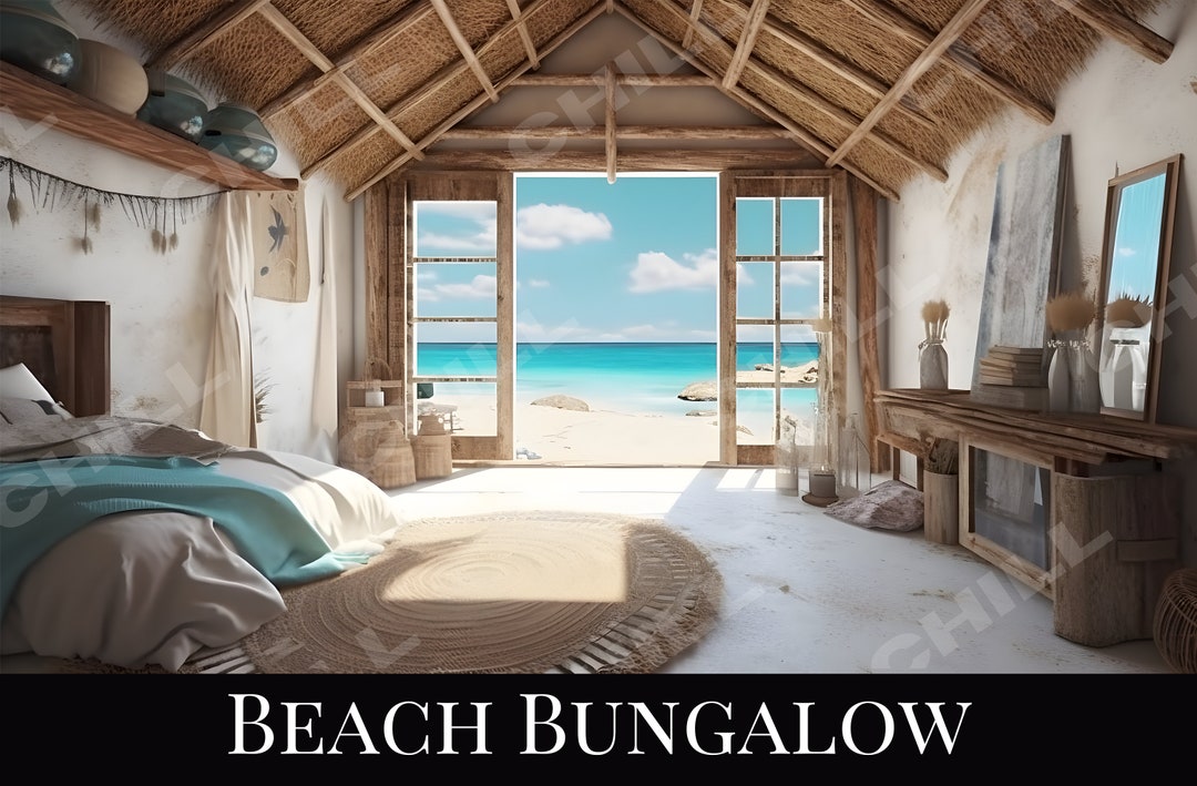 Beach Bungalow Virtual Background: Zoom, Teams, Vtubers (PNG Instant ...