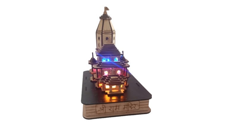 Ayodhya Ram Mandir Temple With Led Light 3D Replica, Religious Gifts ...