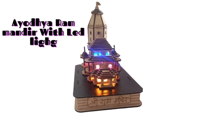 Ayodhya Ram Mandir Temple With Led Light 3D Replica, Religious Gifts ...