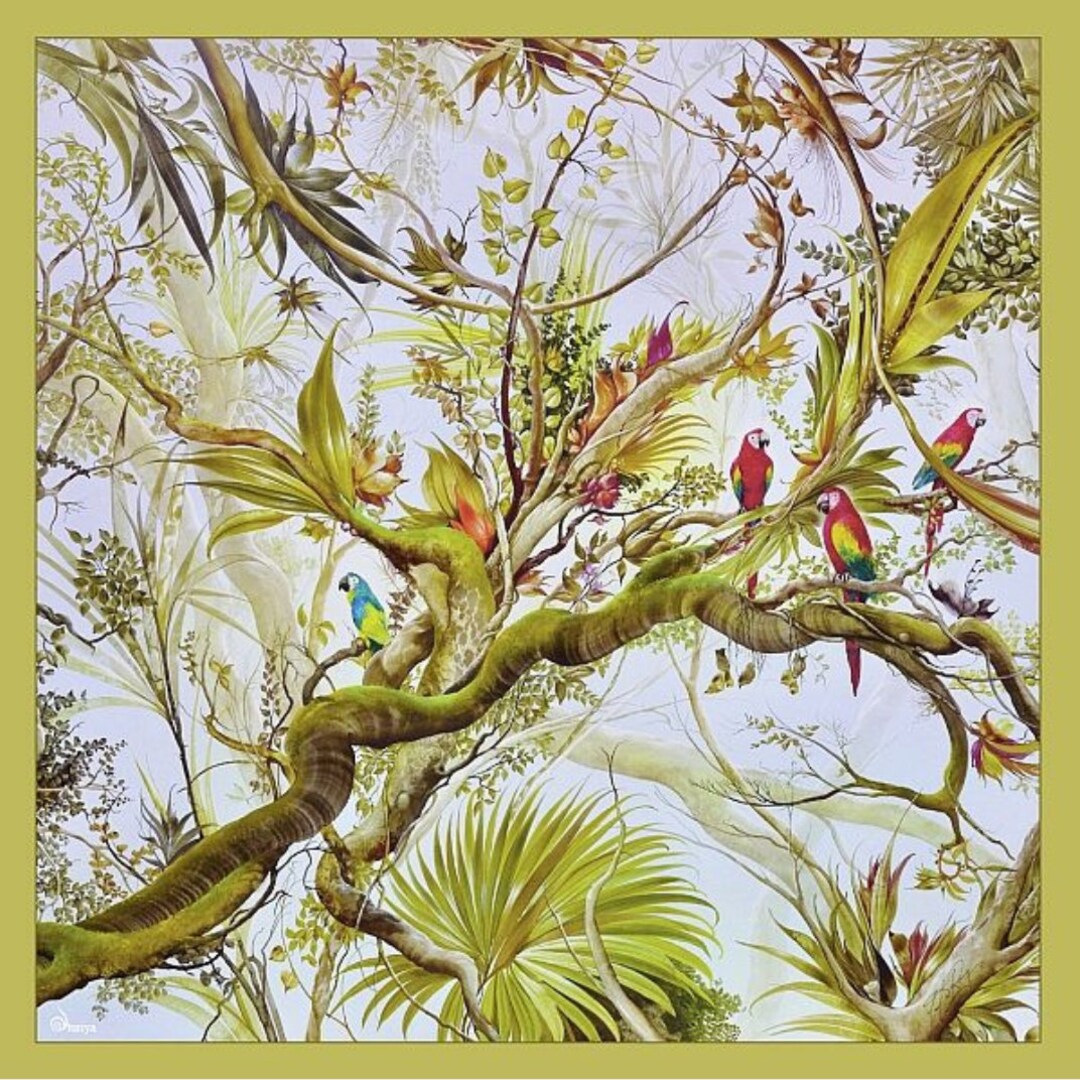 Silk Scarf FOUR MACAWS. Carl Röhrig Art. 90x90 - Etsy