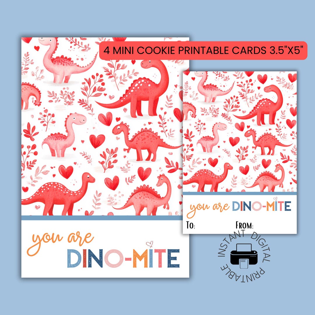 You Are Dino-mite Dinosaur Valentine's Day Cookie Card Cookie Packaging ...
