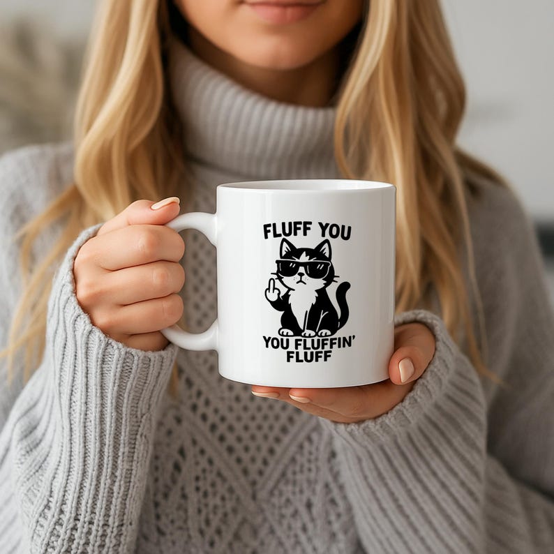 Funny Cat Middle Finger SVG: Fluff You Design (digital Download) - Etsy