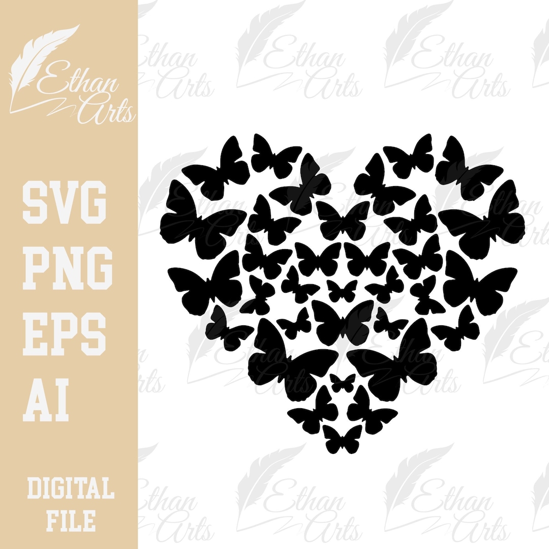 Heart Shaped Butterflies Design Valentine's Day 14 February SVG PNG EPS ...
