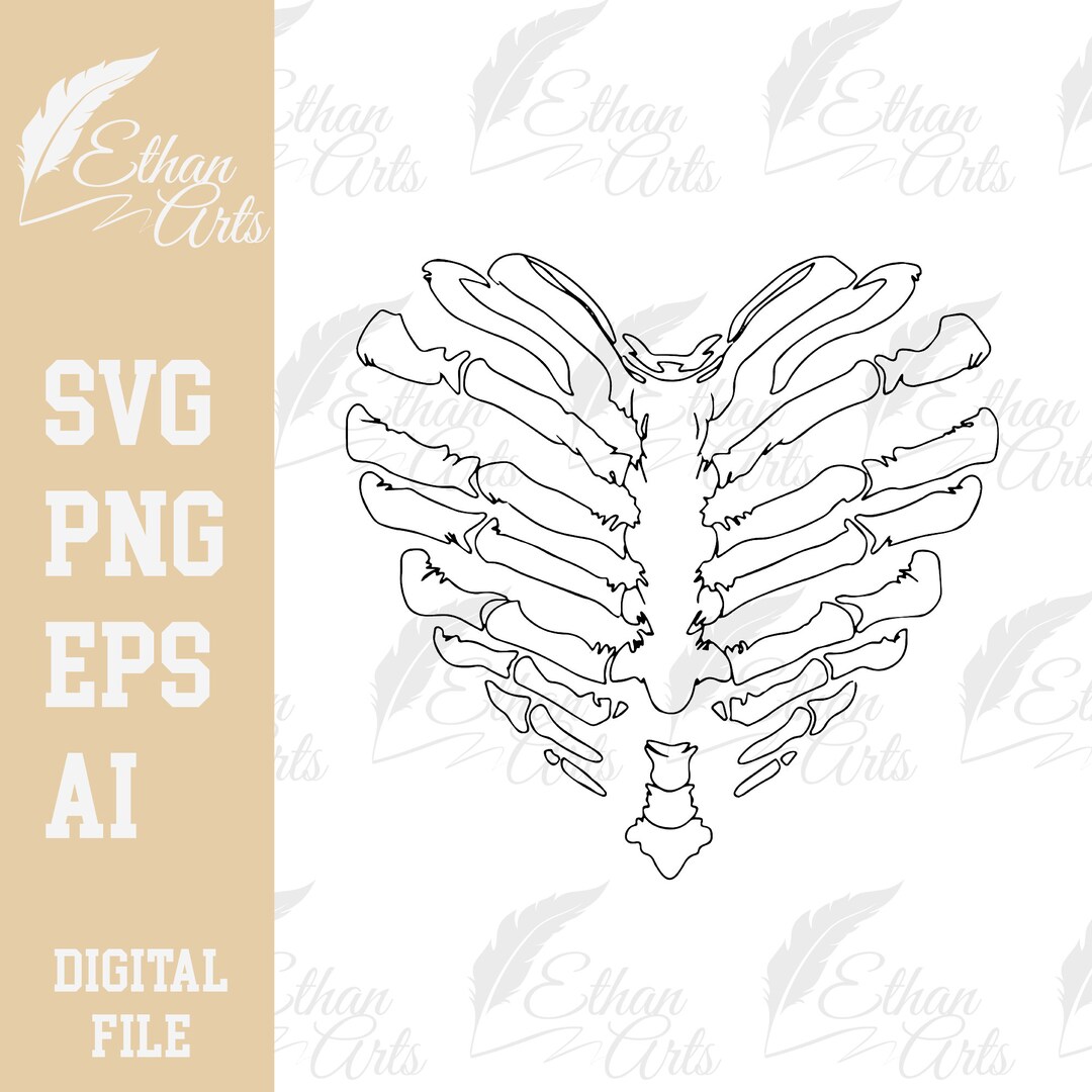 Heart Shaped Ribs Skeleton Design SVG PNG EPS | Cricut Clip Art Cut ...
