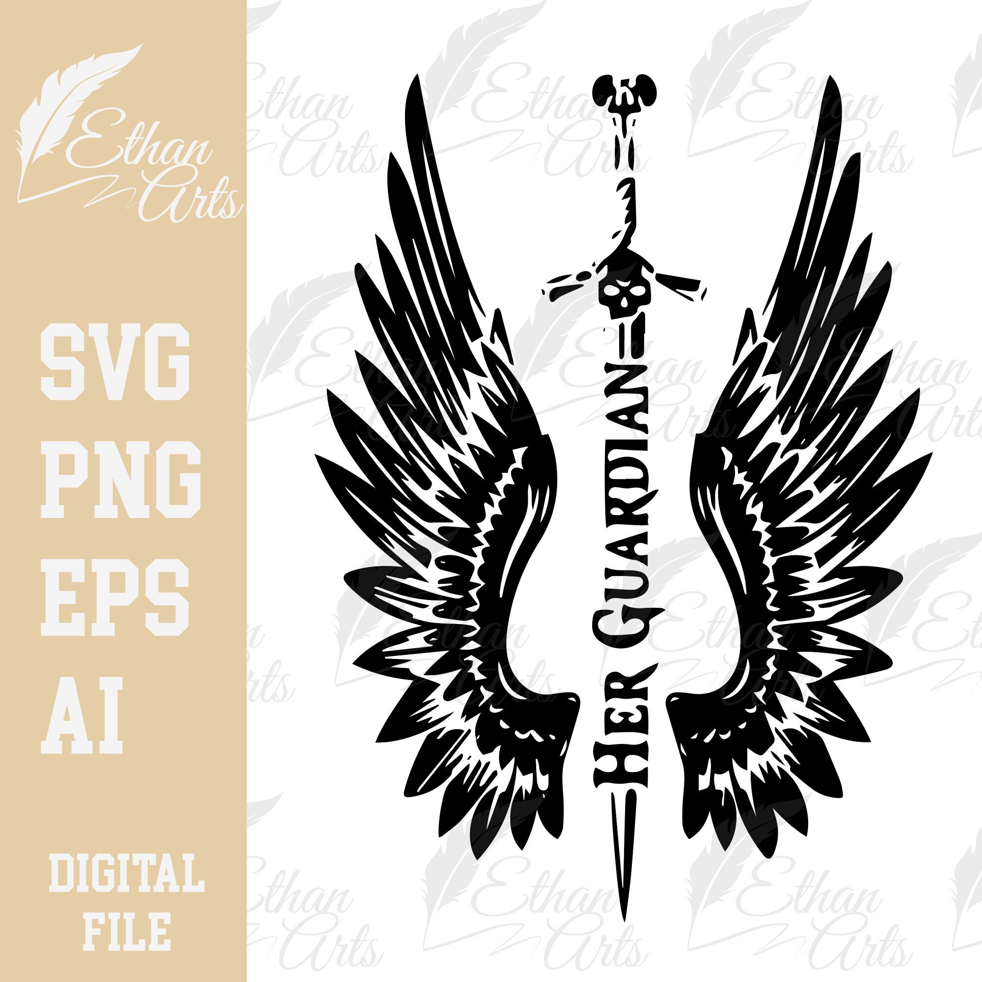 His Angel, Her Guardian Couple SVG PNG: Valentine's Day Cut File ...