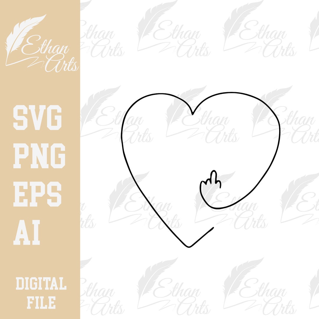 Cute Middle Finger Heart Design Halloween SVG PNG EPS Cricut Clip Art ...