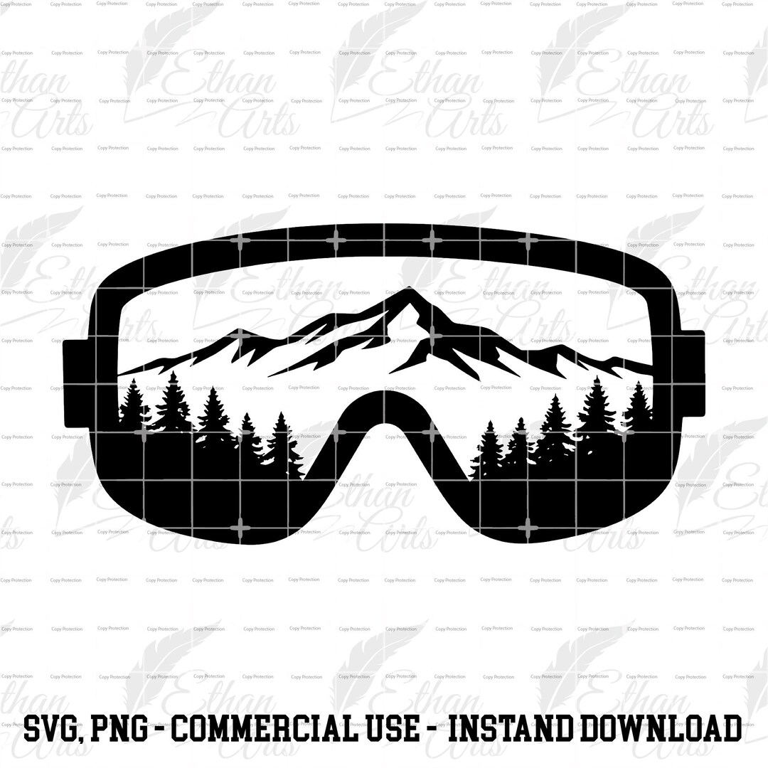 Mountain Snow Goggles SVG: Skiing & Snowboarding Clipart (digital ...