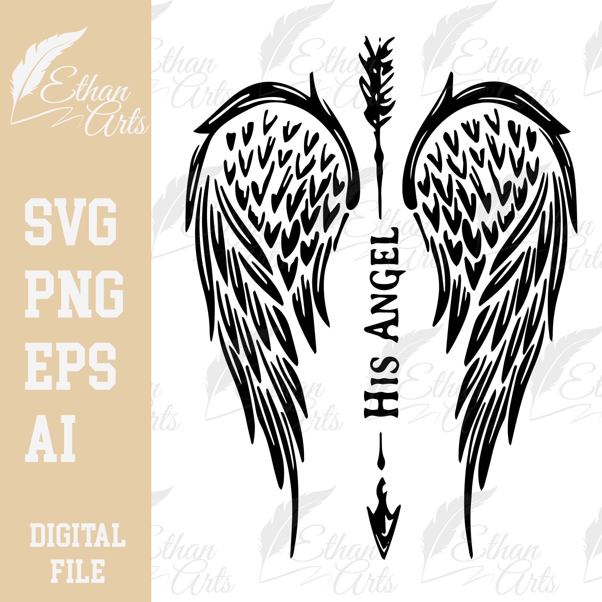 His Angel, Her Guardian Couple SVG PNG: Valentine's Day Cut File ...