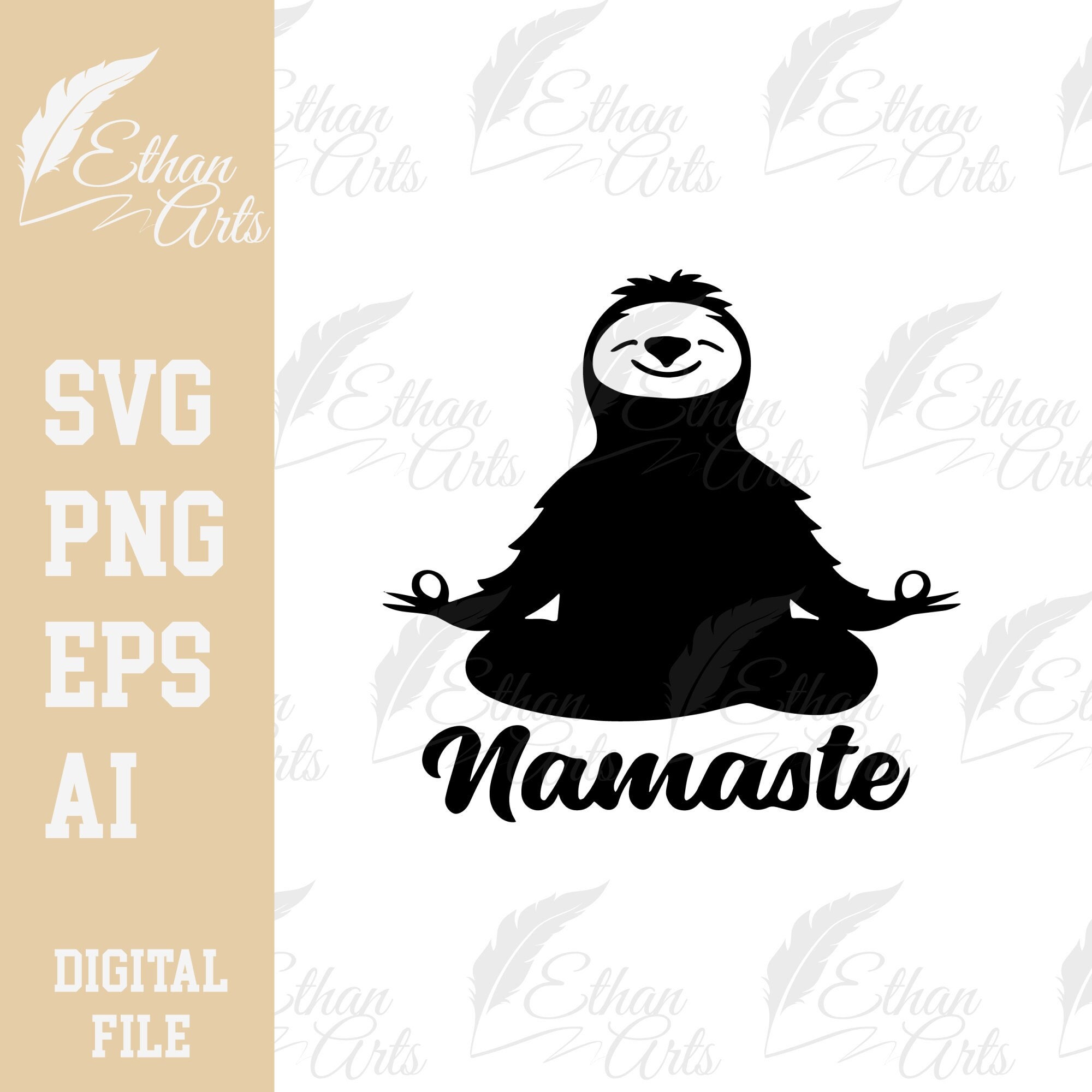 Namaste Sloth Design SVG, PNG, EPS, Sloths the Lazy Animal Digital ...
