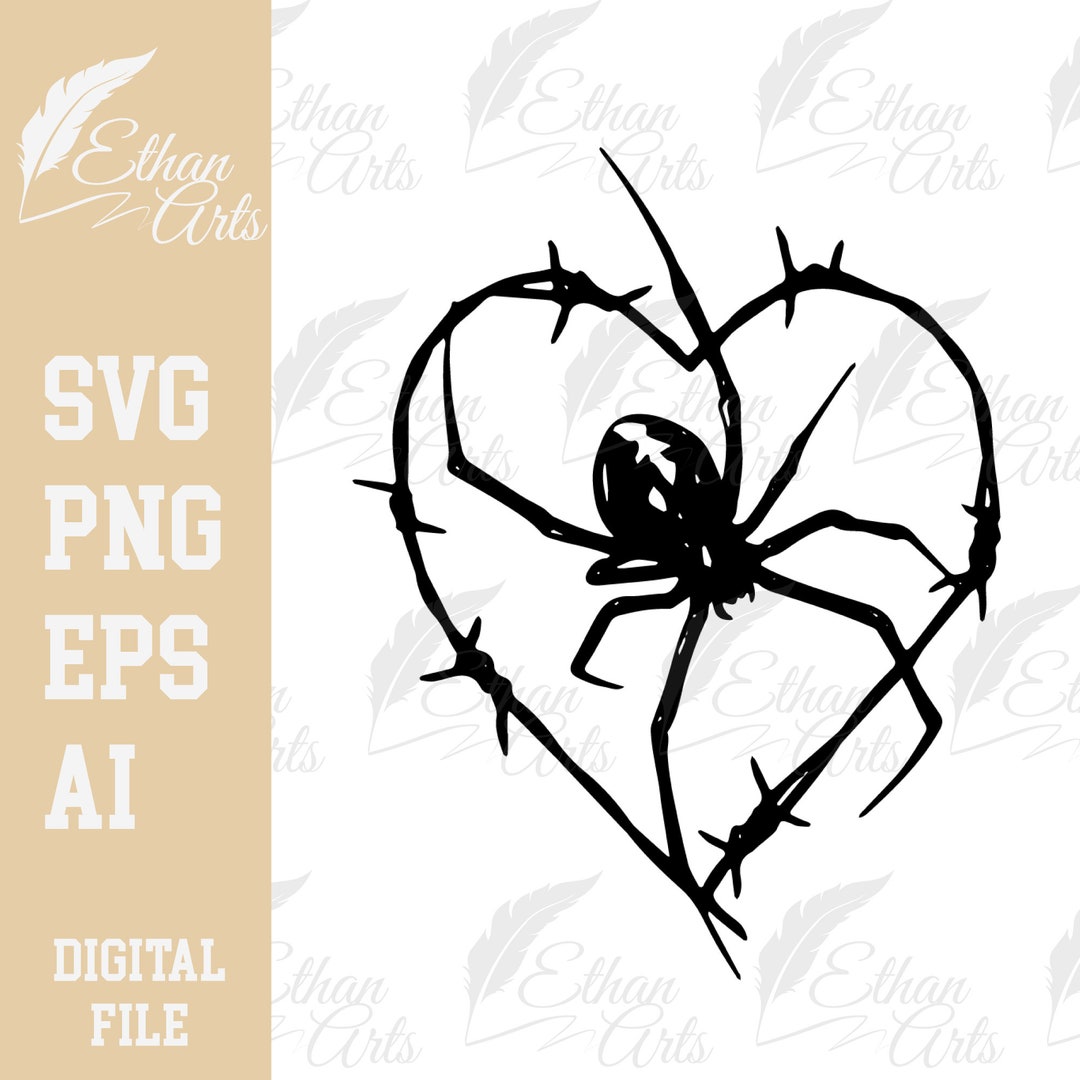 Heart Barbed Wire Spider SVG: Gothic Cricut Cut File (digital Download ...