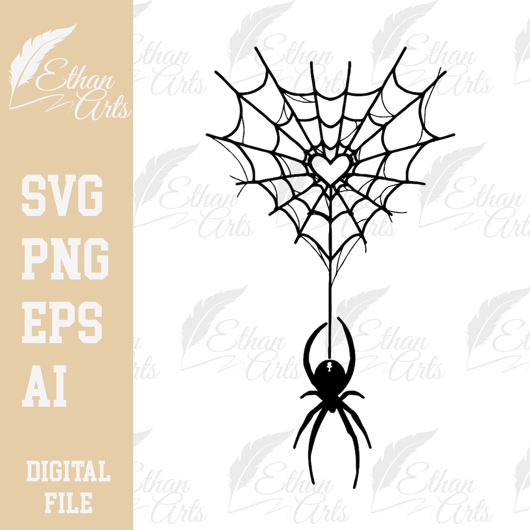 Heart Shaped Spider Web Design Halloween SVG PNG EPS | Cricut Clip Art ...