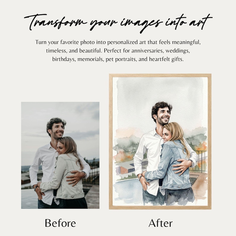 Custom Watercolor Portrait From Photo, Personalized Couple Portrait ...