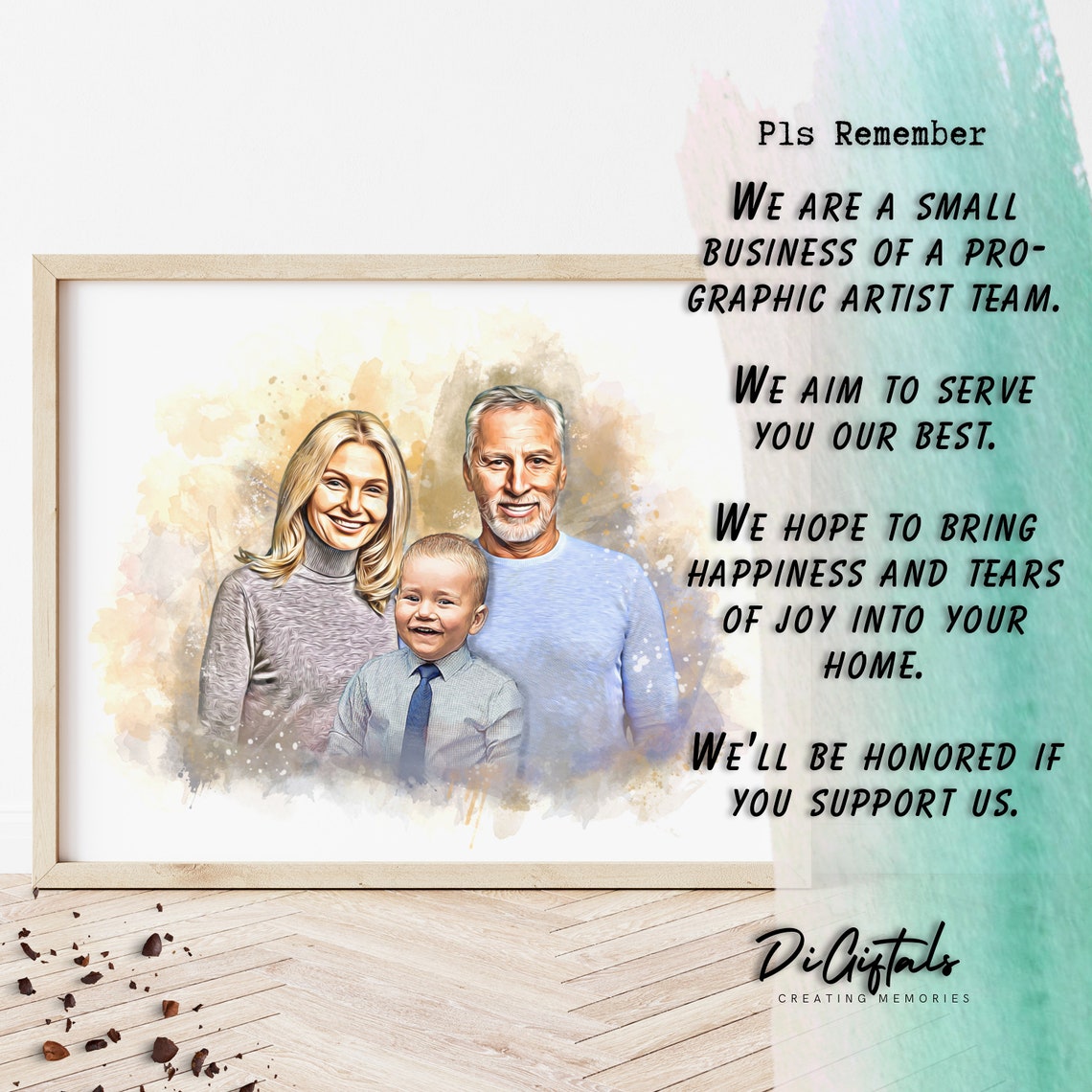 Combine Merge Photos, Custom Big Family Watercolor Portrait, Birthday ...