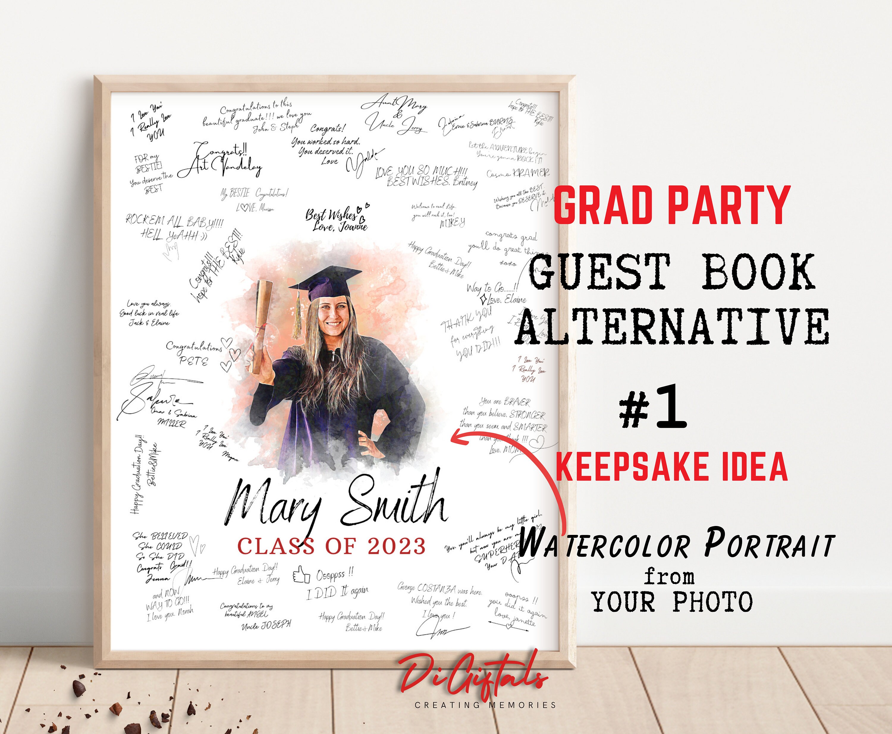 Class of 2024 Graduation Guest Book, Personalized Modern Guest Book ...