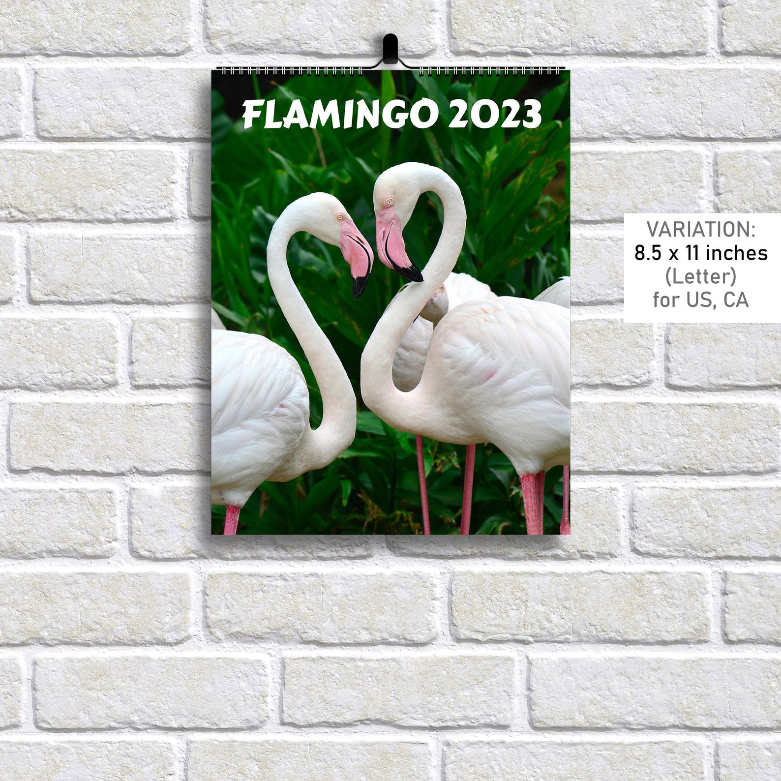 Flamingo Wall Calendar 2024 Flamingo Heart Shape Calendar - Etsy