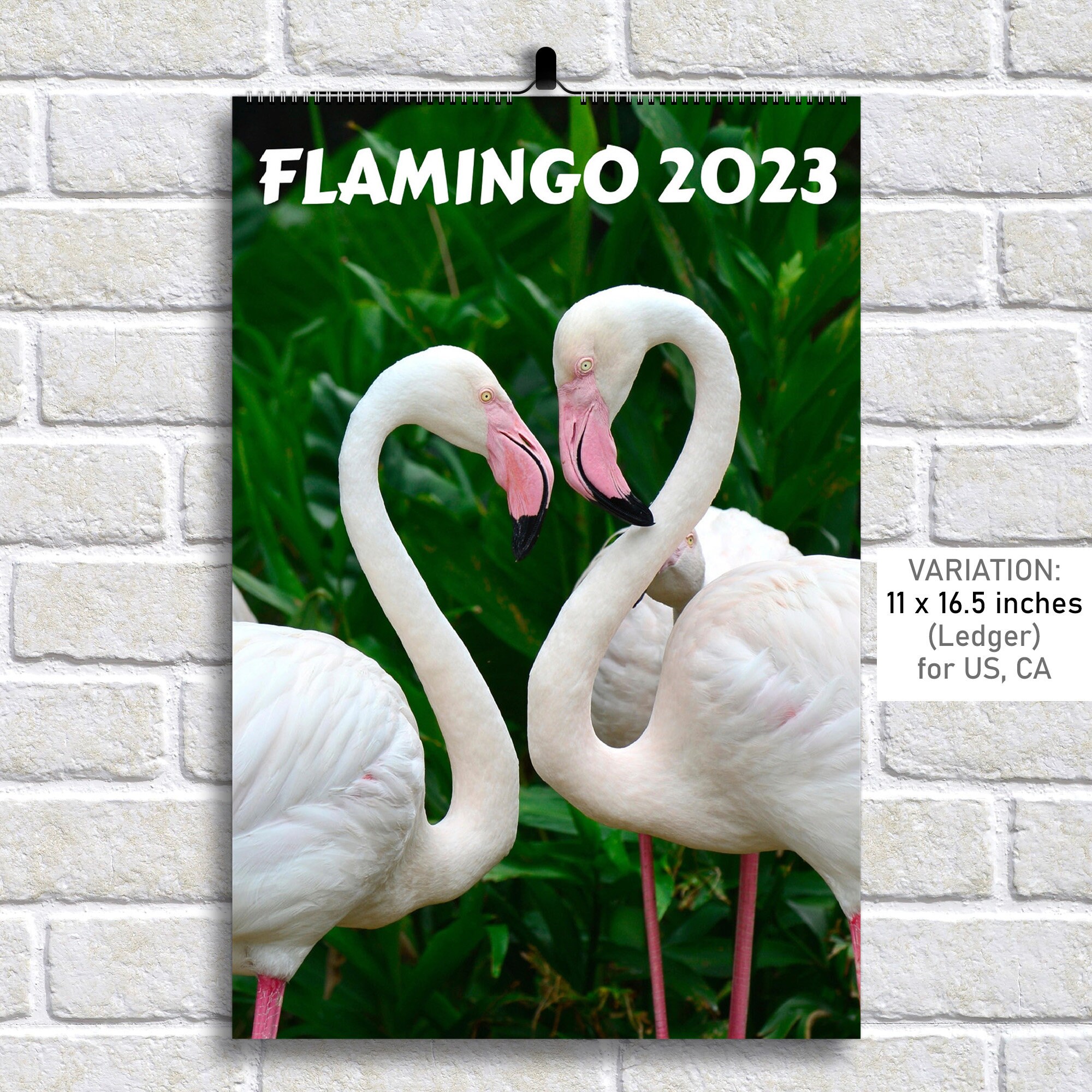 Flamingo Wall Calendar 2024 Flamingo Heart Shape Calendar - Etsy