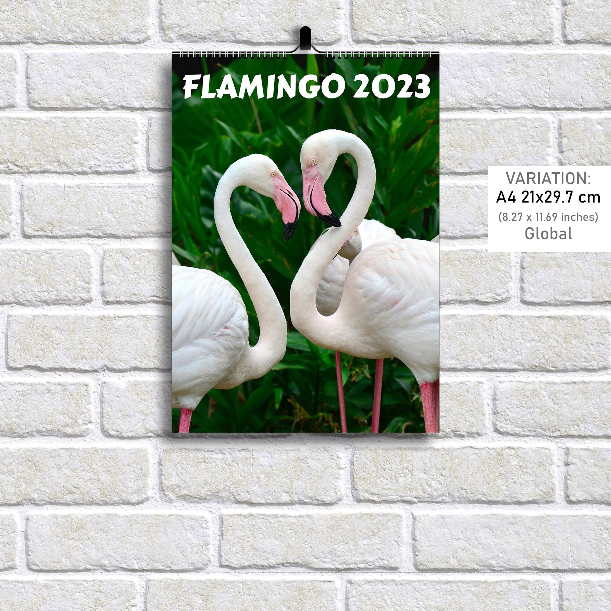 Flamingo Wall Calendar 2024 Flamingo Heart Shape Calendar - Etsy