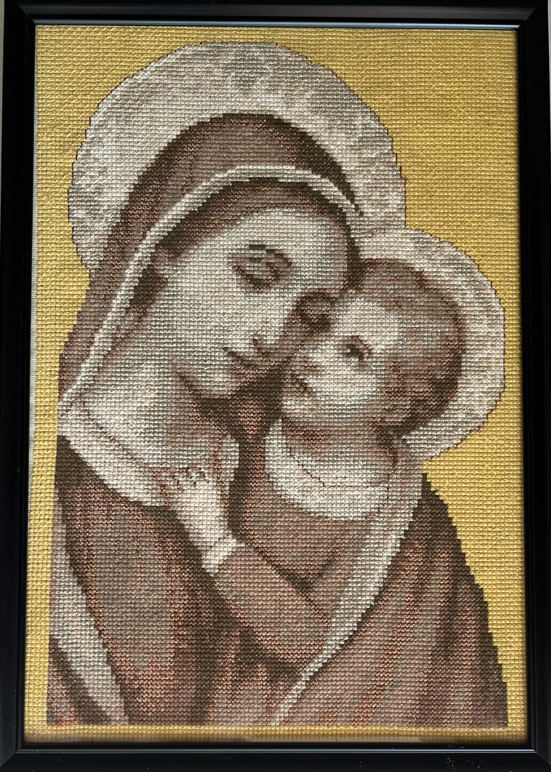 Handmade Cross-stitch Embroidery - Madonna and Child - Etsy