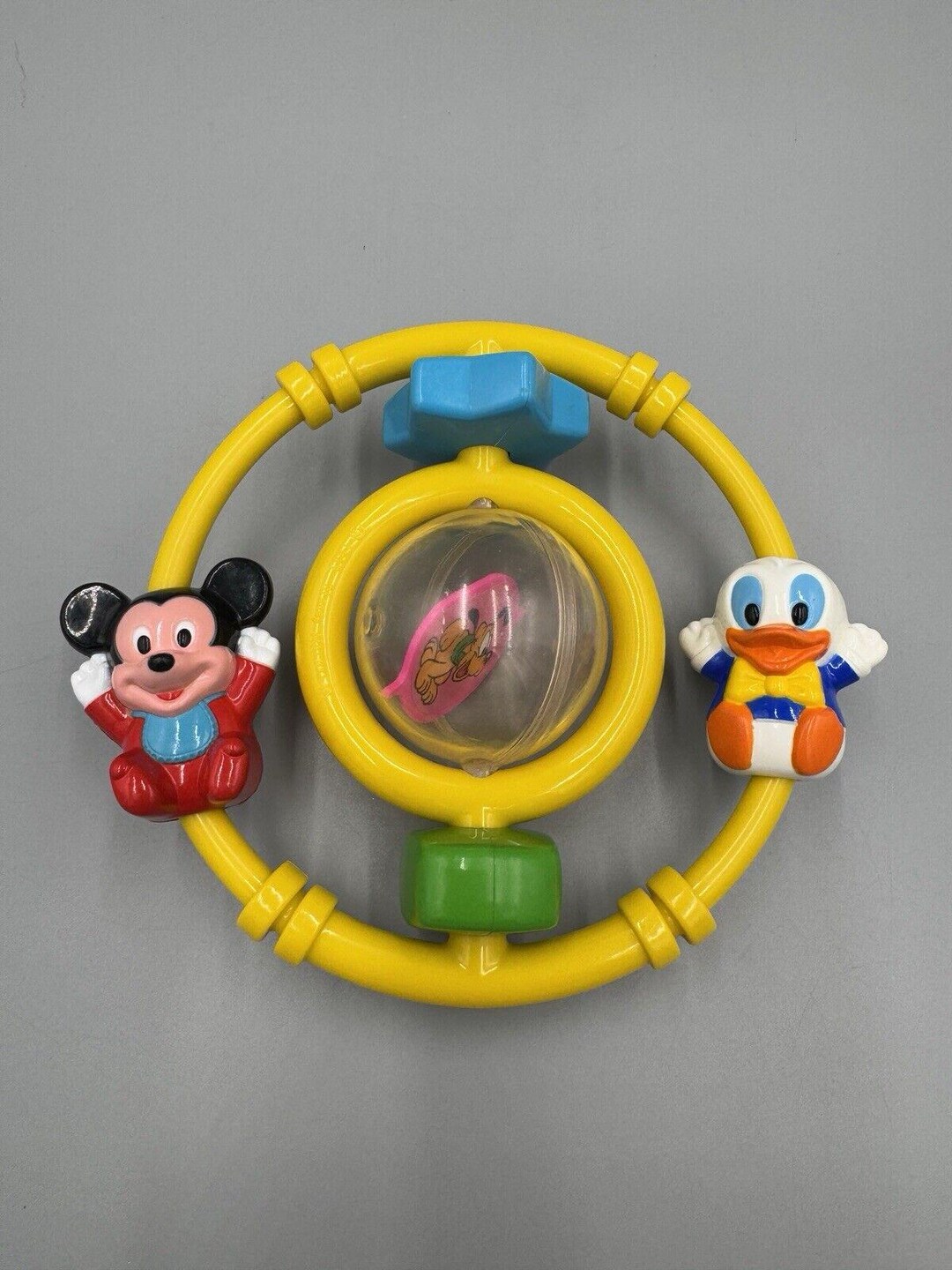 Vintage 1985 Disney Babies Mickey Mouse Donald Duck Pluto Ring Rattle 6 ...