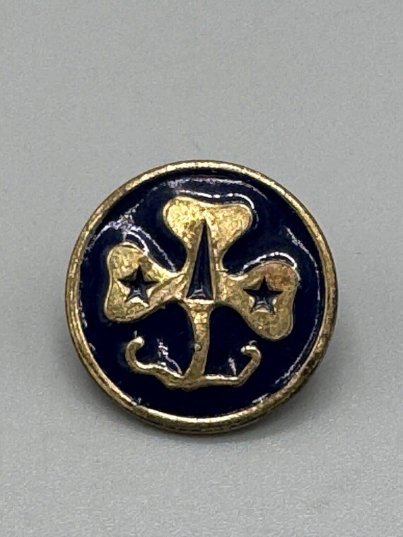 Vintage Girl Scout Pin World Trefoil w/ Clover & Star… - Gem