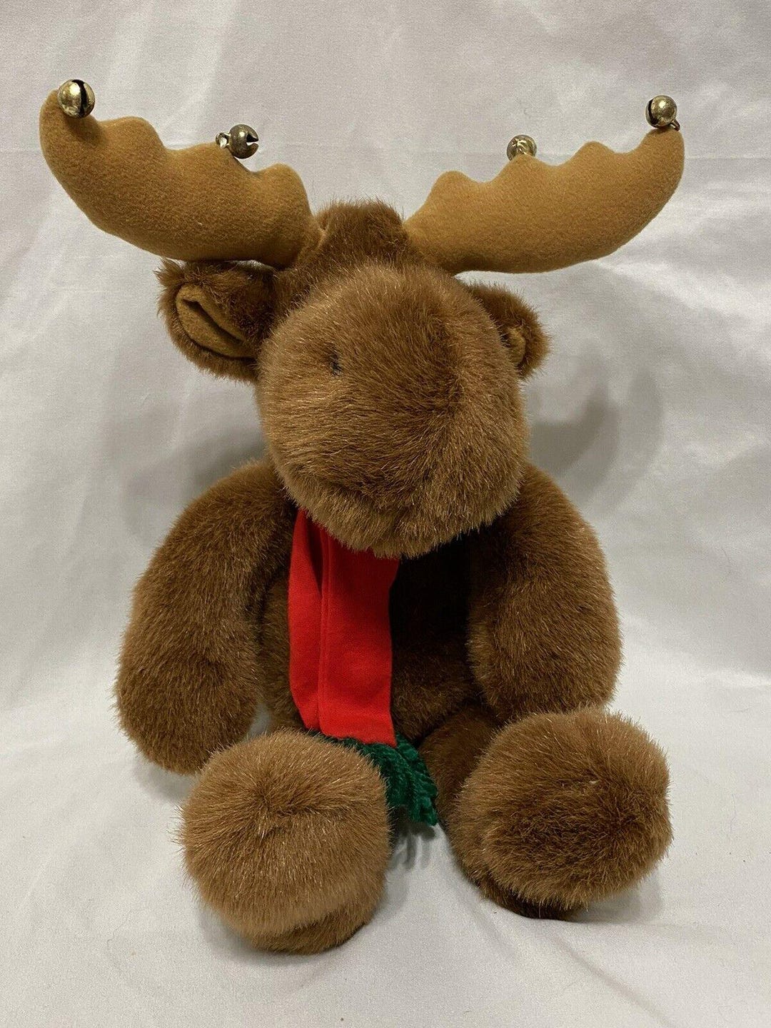 VTG Jerry Elsner Chrismtas Reindeer Moose Plush W/ Jingle Bells Brown 9 ...