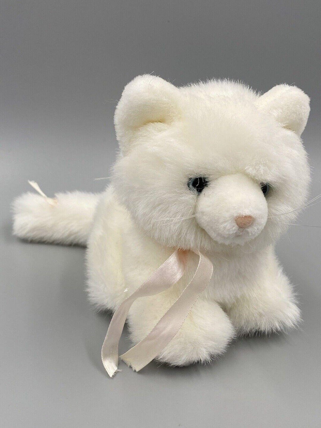 Vintage Jerry Elsner Co. White Kitty Cat Plush 7 Blue Eyes Jerry Pets ...