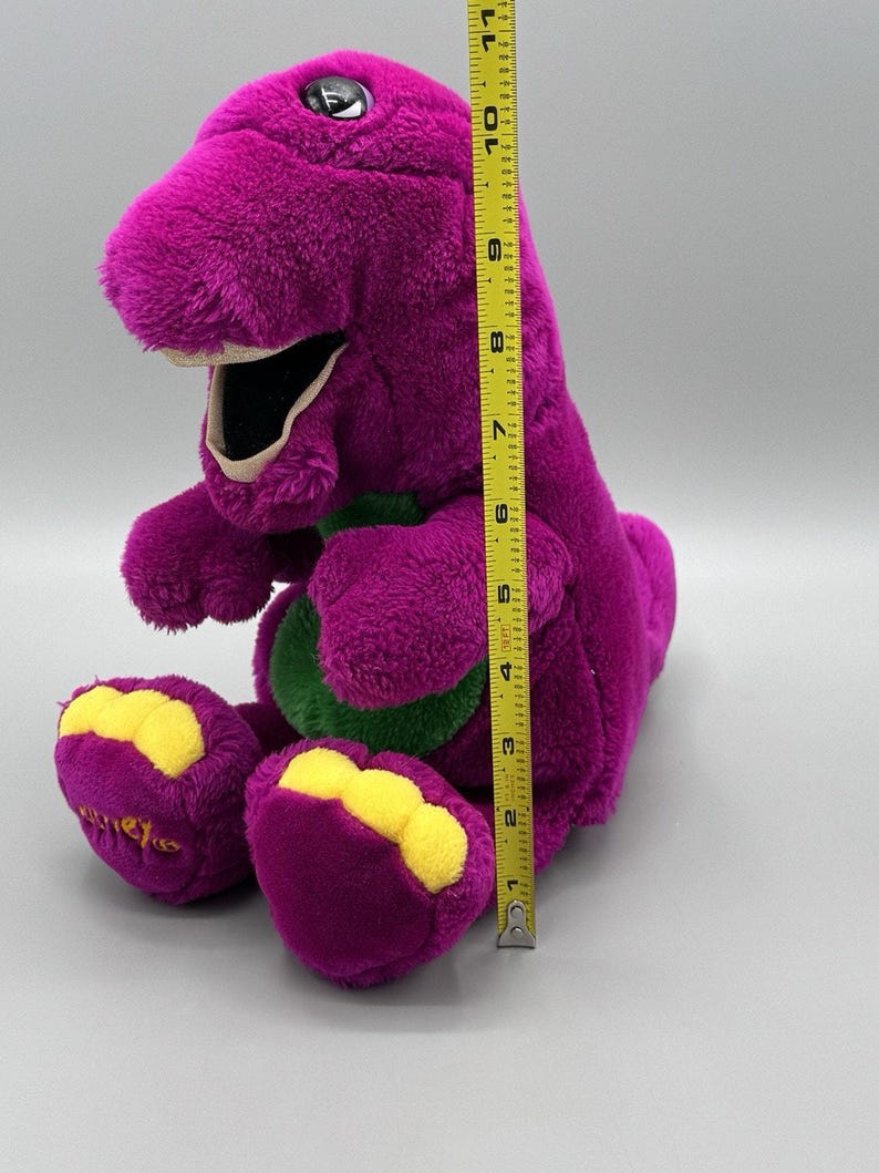 Dakin Vintage 1992 BARNEY Dinosaur Plush Full Body Hand Puppet 12 READ ...