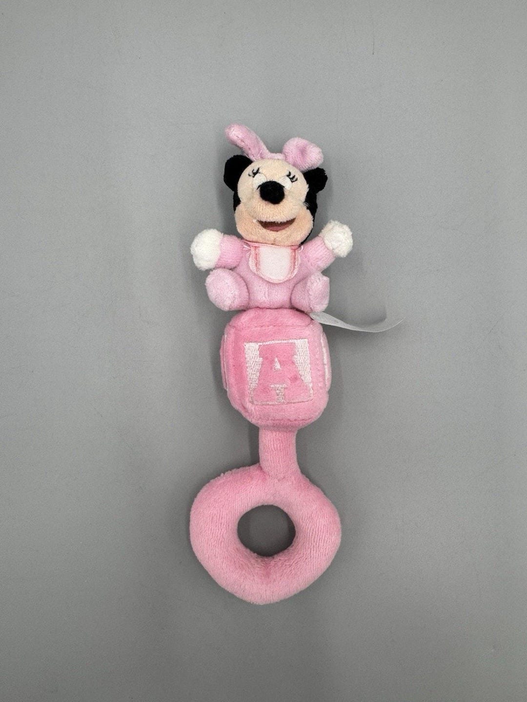 Disney Baby Minnie Mouse 8" Plush Pink ABC Rattle Letter Block Design ...