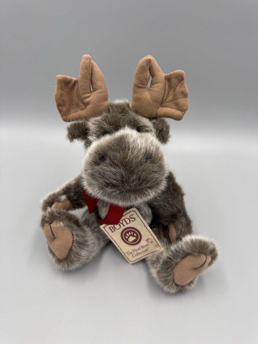 Boyds Bears Morley Moosetrax 12 Jointed Moose W/ Christmas Ribbon Bow ...