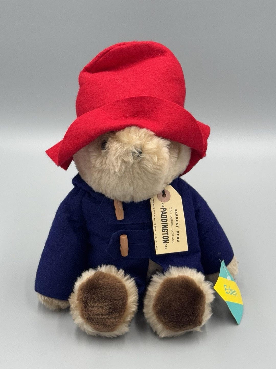 Vintage 1981 Eden Paddington Bear Plush Blue Coat Red Hat Stuffed Animal - Etsy