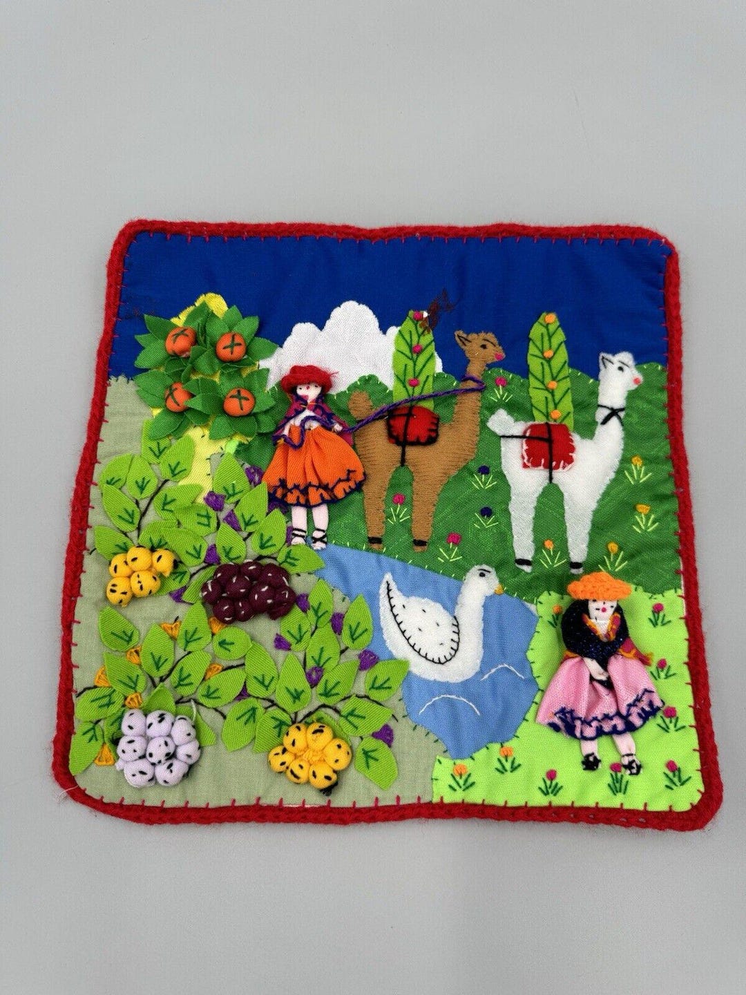 Peruvian Handmade Arpillera Colorful Fabric Tapestry Peru for Laferia ...