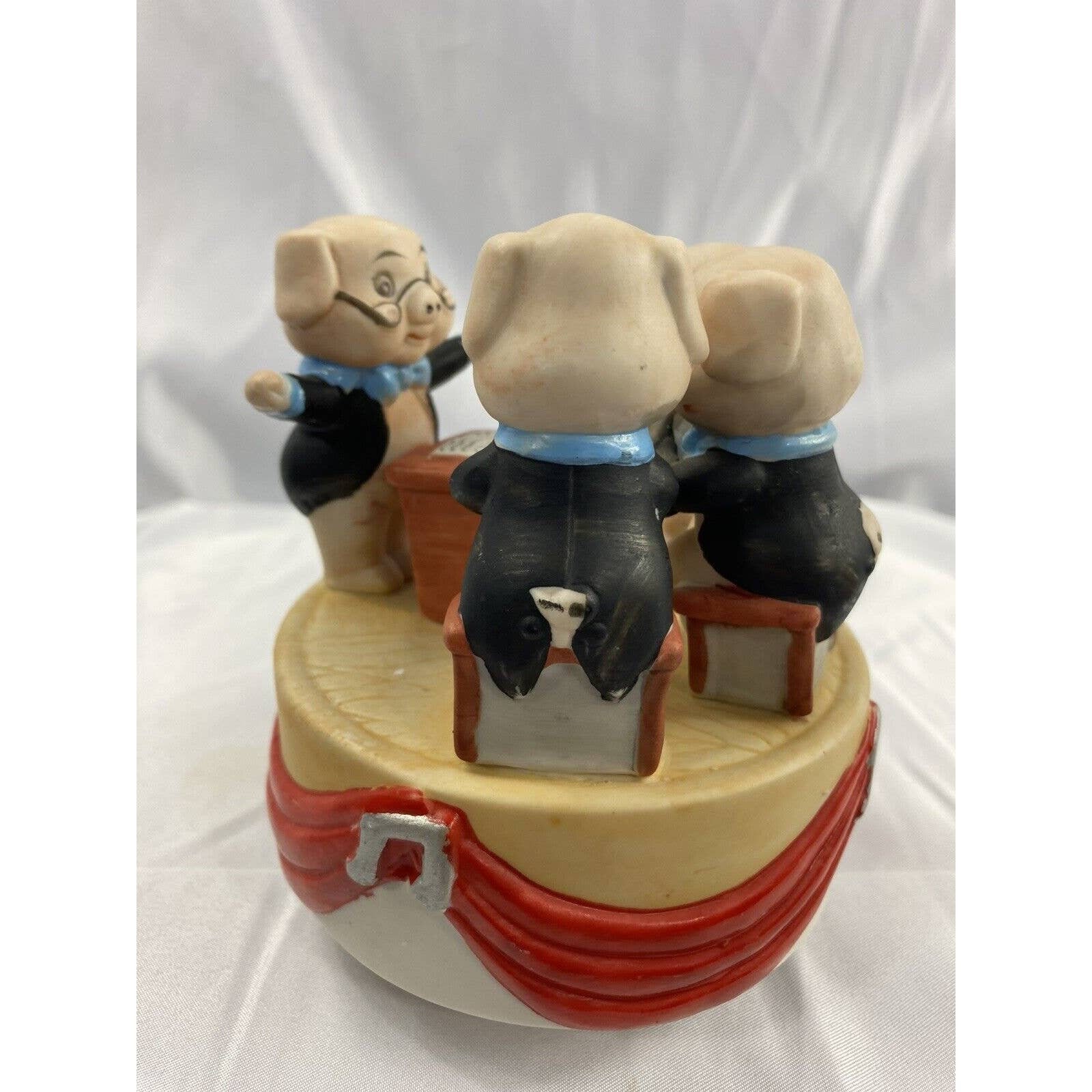 Vintage MSR Music Box 4 Pigs rotates ,plays Whos Afraid of the Big Bad ...