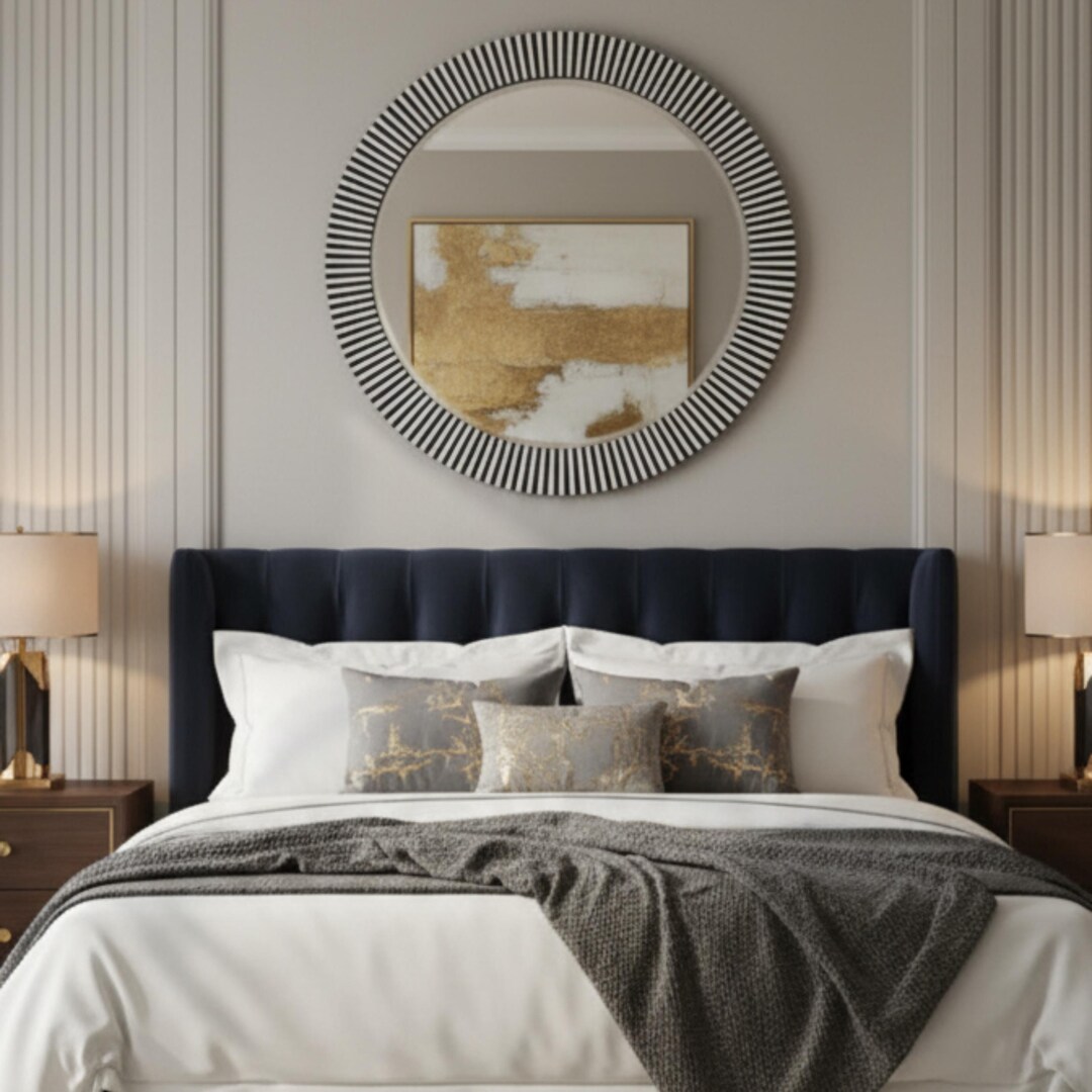 Extra Large Round Striped Mirror | Modern Wall Accent - Etsy
