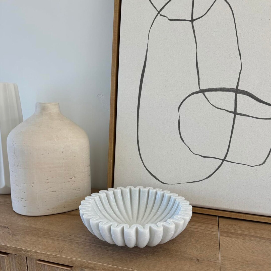 Handmade Marble Ruffle Bowl: Antique Scallop Decor - Etsy