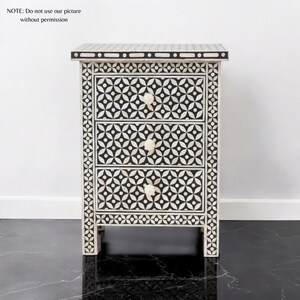 Bone Inlay Bedside Nightstand, Handmade Bedside Table - Etsy