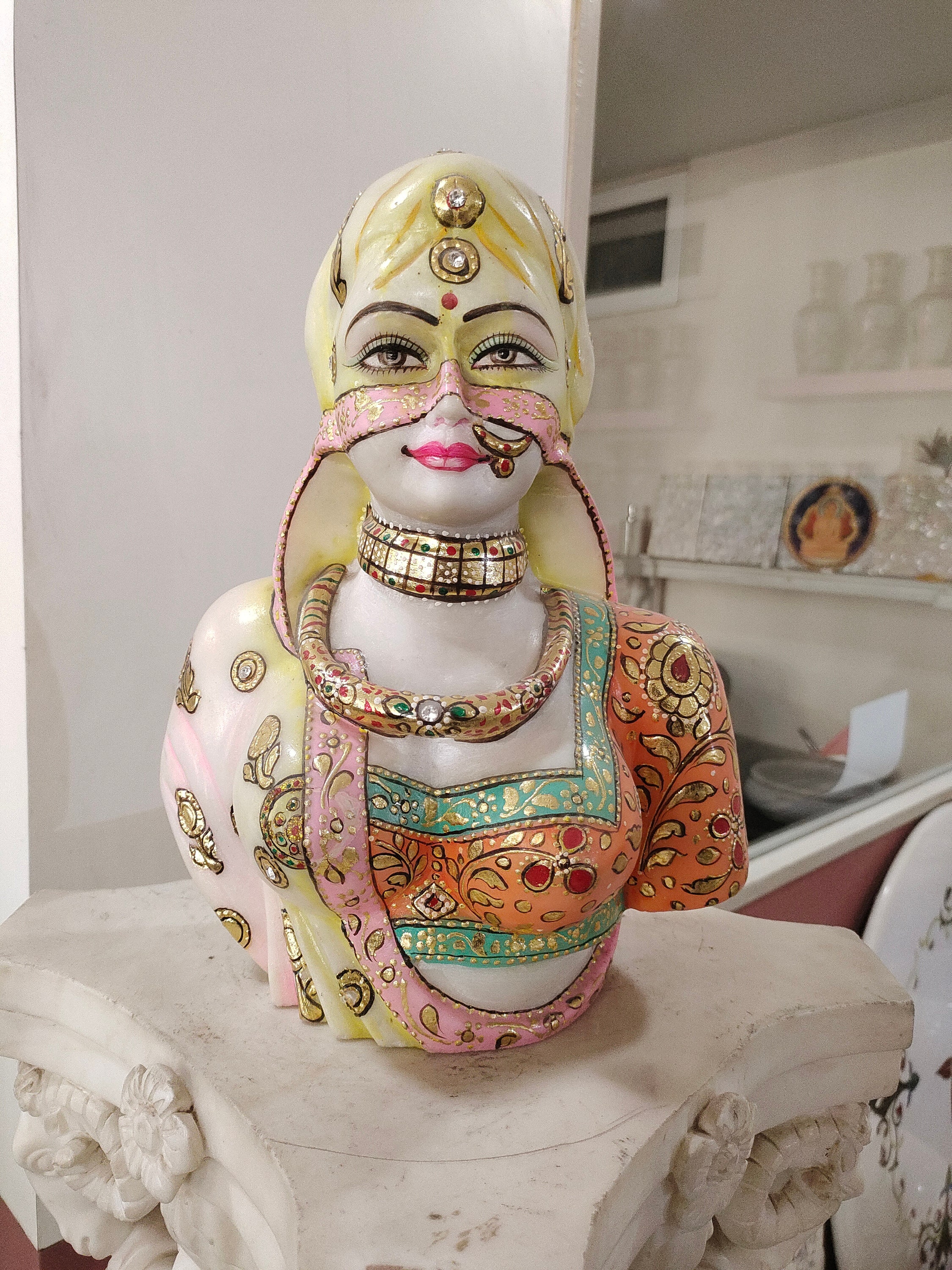 Indian Bani Thani Women Statue, Traditional Women Head Bust, Pure ...