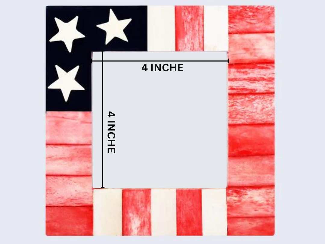 USA American Flag Picture Photo Frame Camel Bone Inlay Frame Vintage ...