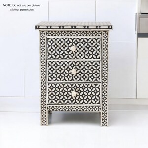 Bone Inlay Bedside Nightstand, Handmade Bedside Table - Etsy