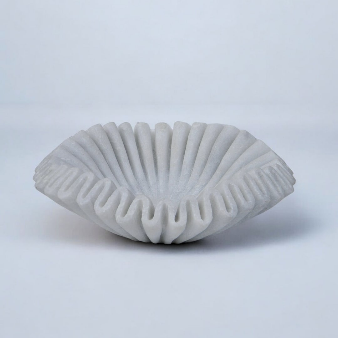 Marble Ruffle Bowl Handcrafted Decorative Scallopbowls - Antique ...