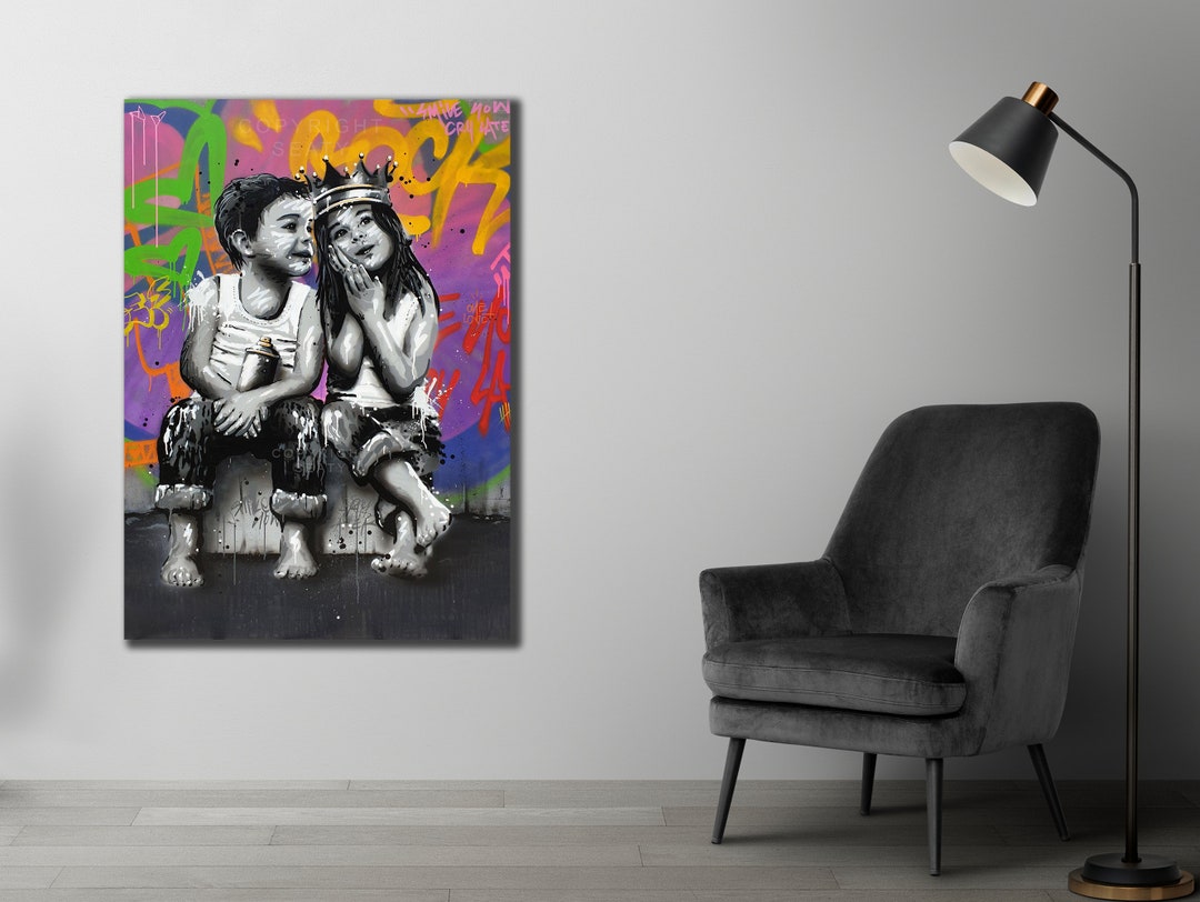 Banksy Child Wall Decor Graffiti Canvas Printing Urban Wall - Etsy