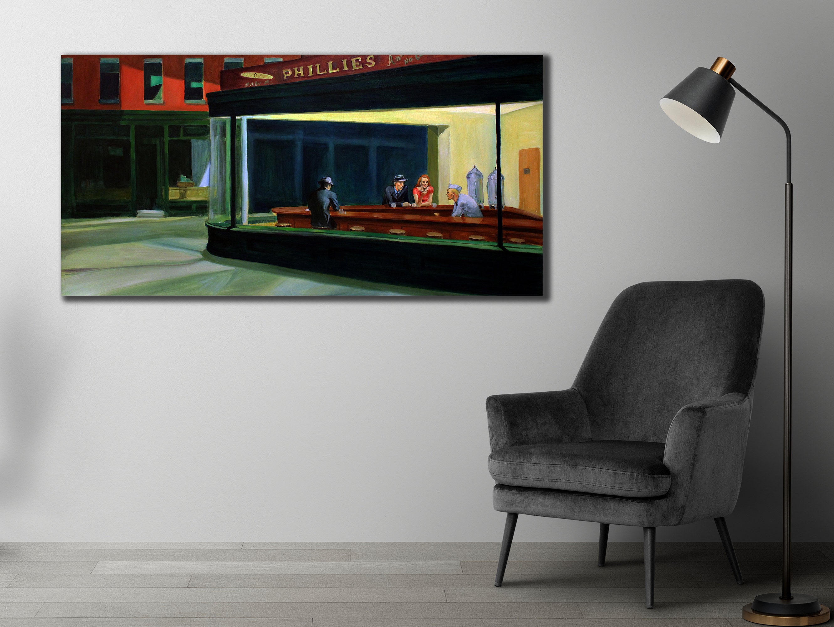 Edward Hopper Nighthawks Wall Decor, Exhibition Canvas Print Art ...