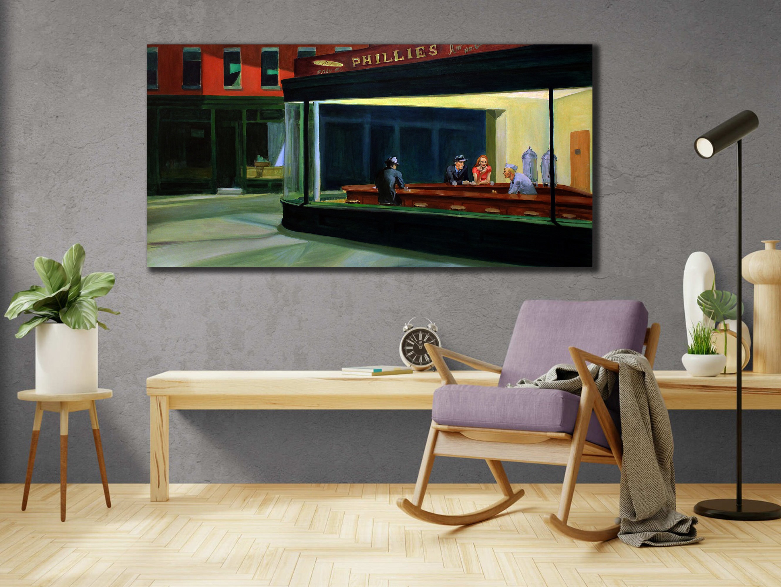 Edward Hopper Nighthawks Wall Decor, Exhibition Canvas Print Art ...