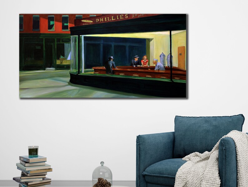 Edward Hopper Nighthawks Wall Decor, Exhibition Canvas Print Art ...
