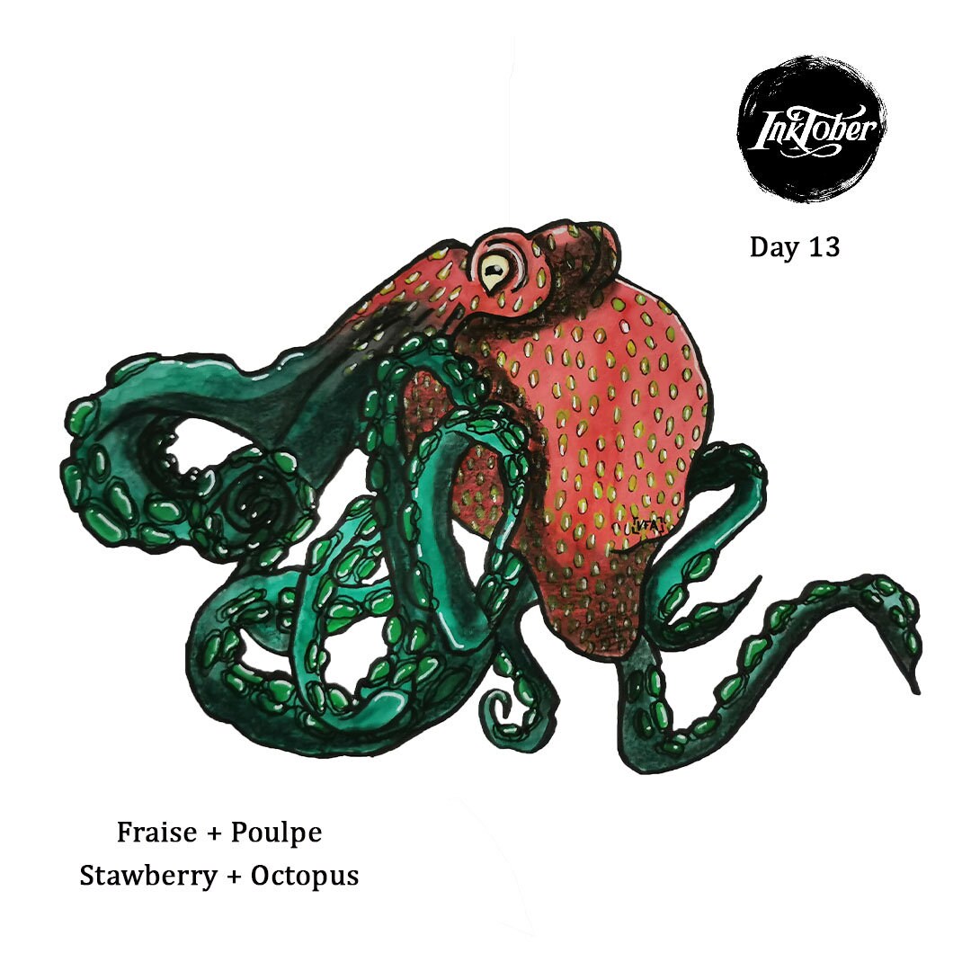 1 Postcard Fantastic Creatures, strawberry Octopus Theme - Etsy