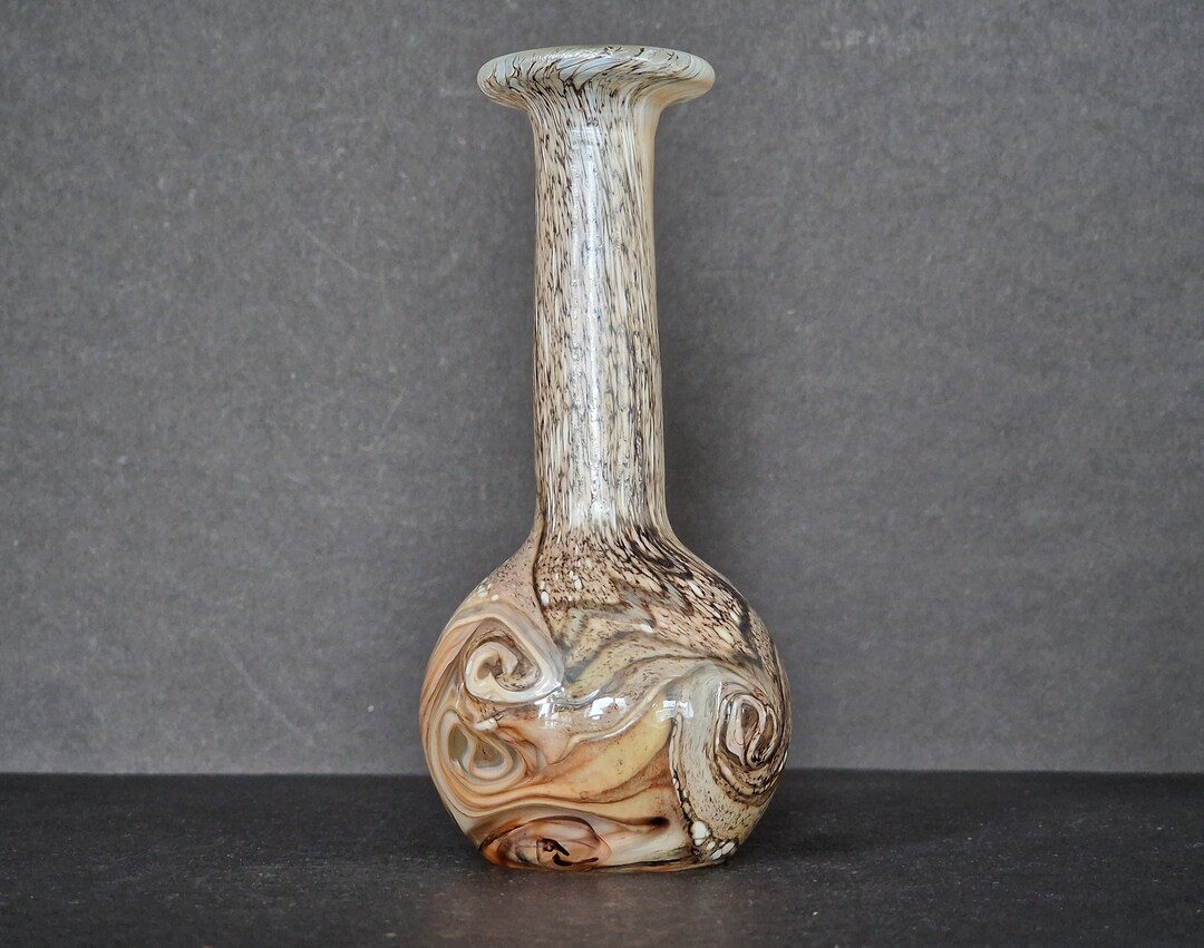 Gozo Glass 'stone' Long-necked Signed Glass Vase, From Malta - Etsy