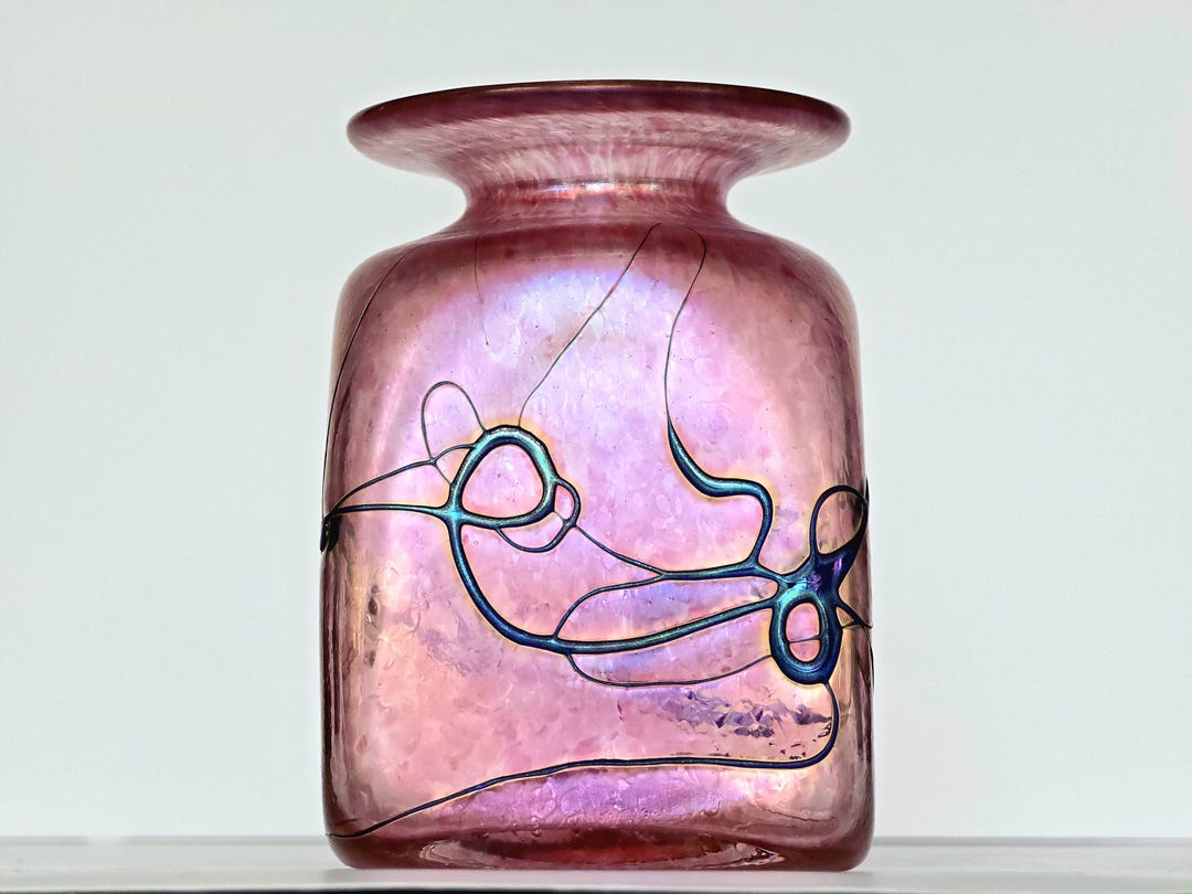 Robert Held Pink and Iridescent Glass Bottle Vase, Signed - Etsy