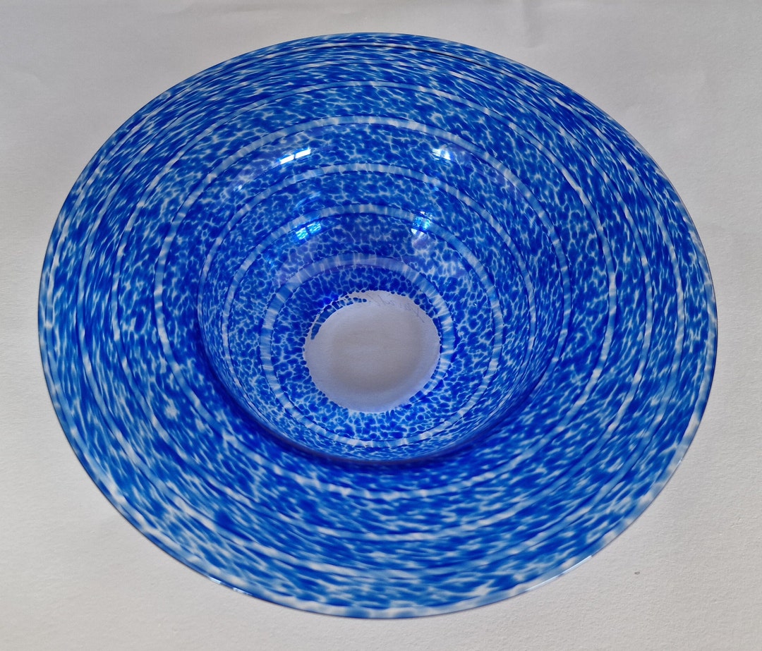 Elegant Blue Spiral Art/studio Glass Bowl Handcrafted by David Wall ...