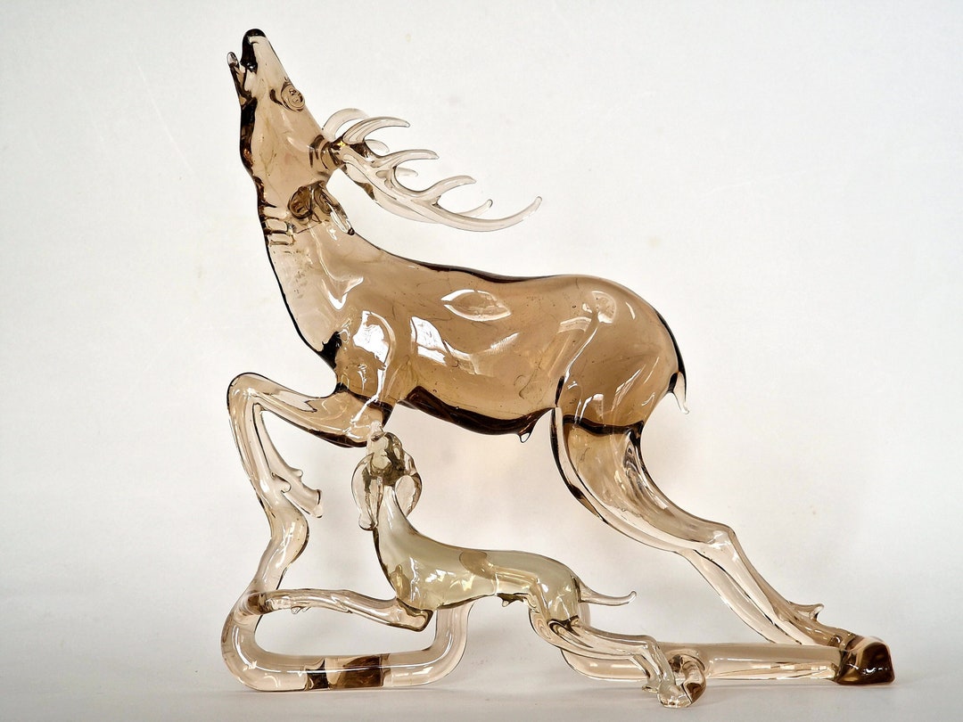 Lauscha Brown Glass Stag and Hound Figurine, Superb Quality - Etsy