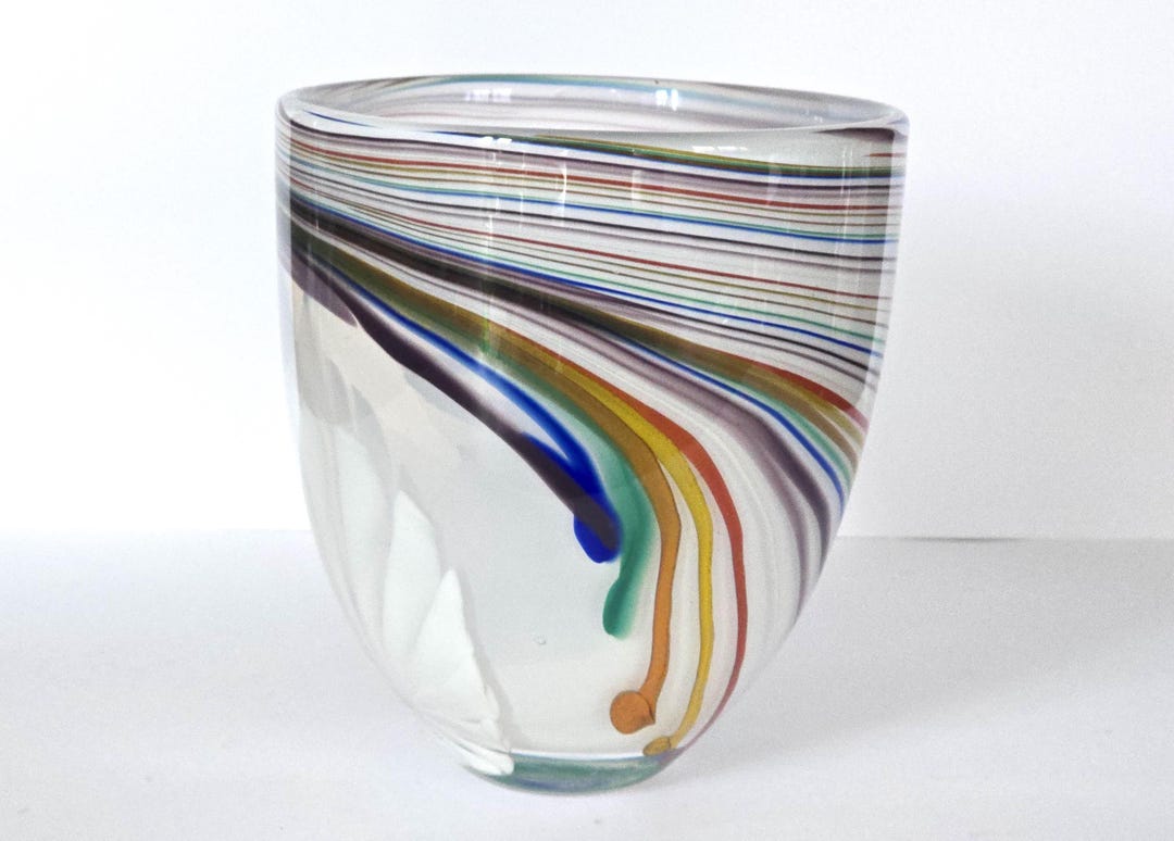 Anthony Stern 'rainbow' Vase/bowl, Signed - Etsy