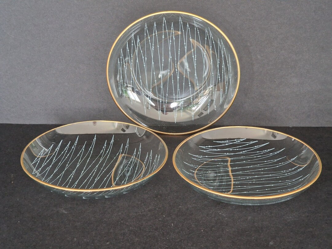 3 Chance Glass 'night Sky' Dessert Plates/bowls, Designed by Margaret ...